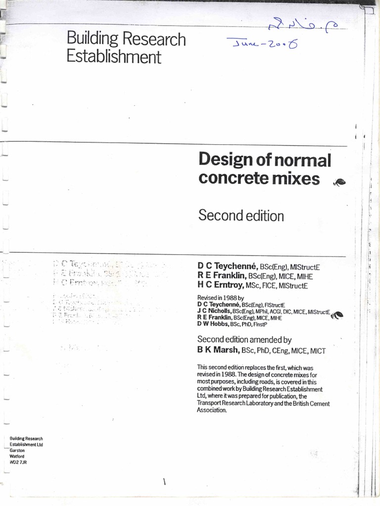 Design of Normal Concrete Mix PDF | PDF