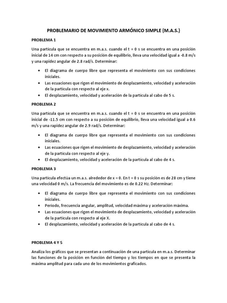 Problemario Tema 1 - Mas | PDF | Velocidad | Cantidad