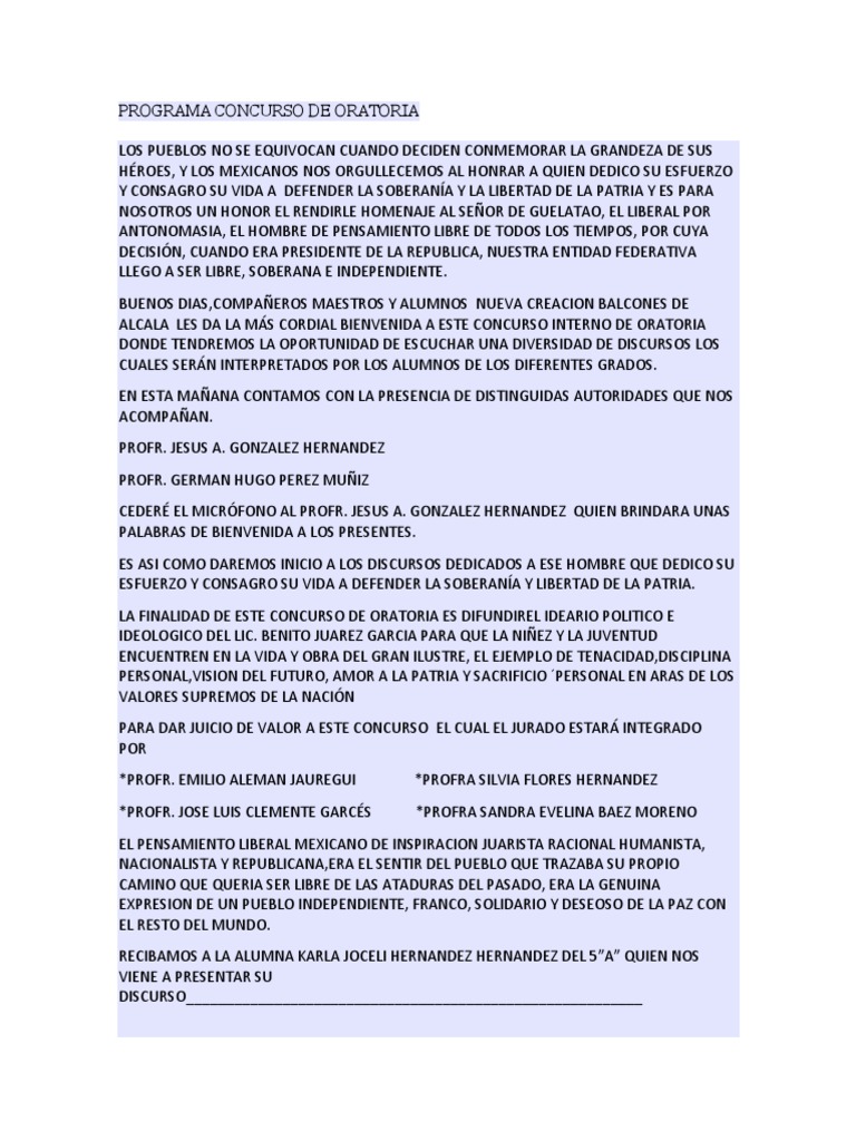 Programa del Concurso de Oratoria | PDF | México | Teorías políticas