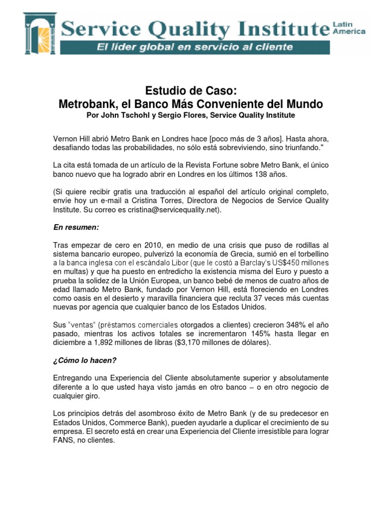 Estudio de Caso Metrobank, El Banco Mas Conveniente Del Mundo | PDF ...