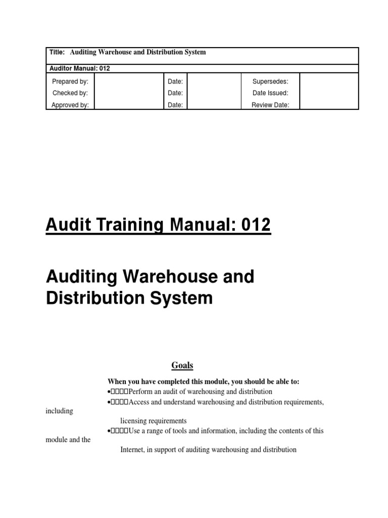 Warehouse and Distribution Audit Guide | PDF | Warehouse | Audit