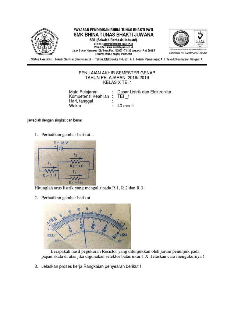 Soal Pas Genap D L & E - X Tei - 1819 Eko Suswantini | PDF