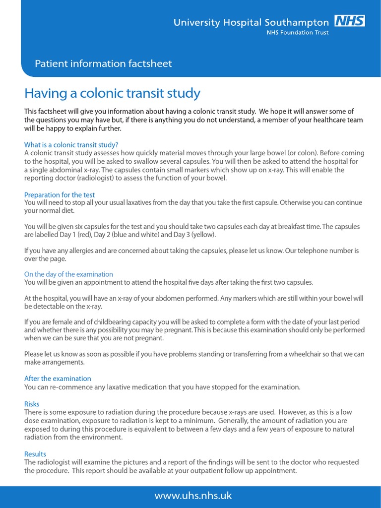 Colonic Transit Study | PDF | Radiology | Health Sciences
