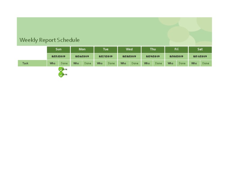 Weekly Task Report Schedule | PDF