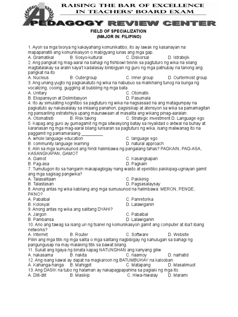 Filipino LET Reviewer | PDF