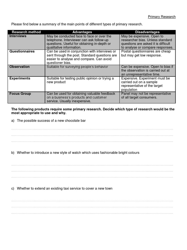 01 Types of Primary Research | PDF | Evaluation Methods | Research Methods