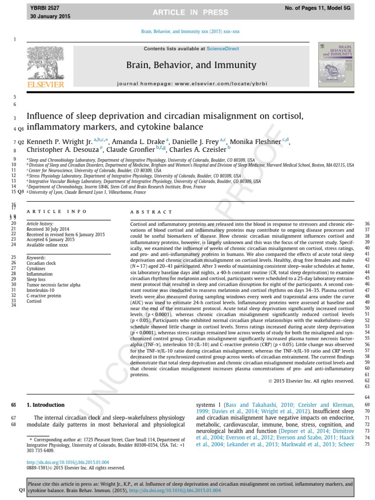 Brain, Behavior, and Immunity | PDF | Circadian Rhythm | Sleep
