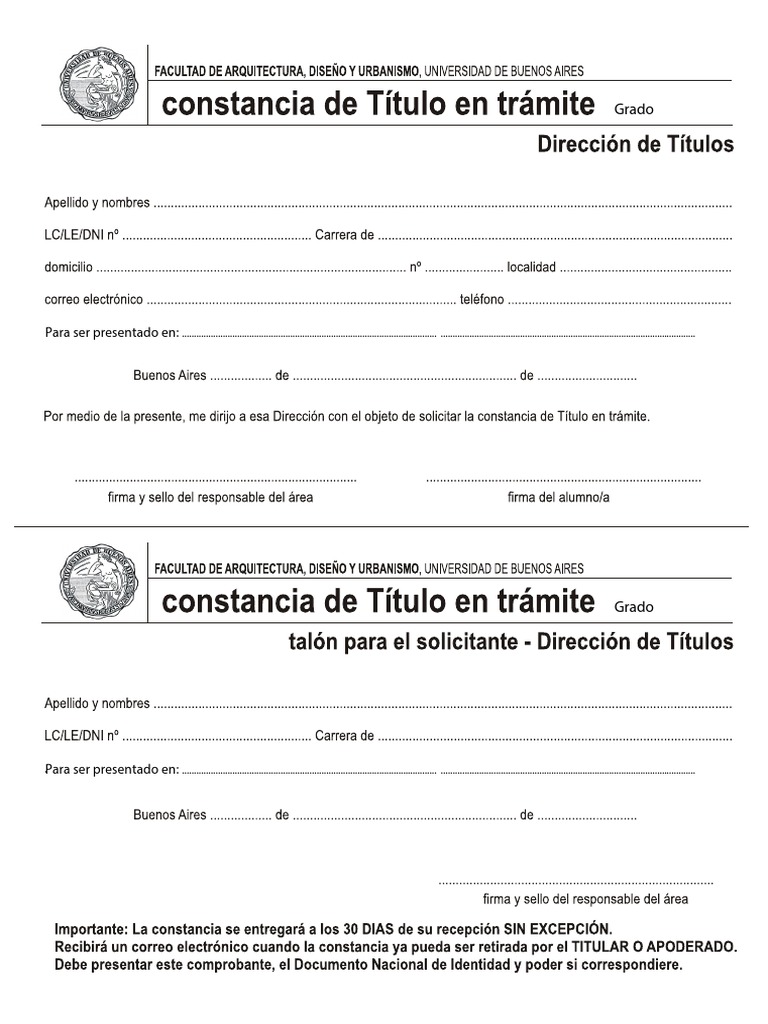 Constancia Título en Trámite | PDF