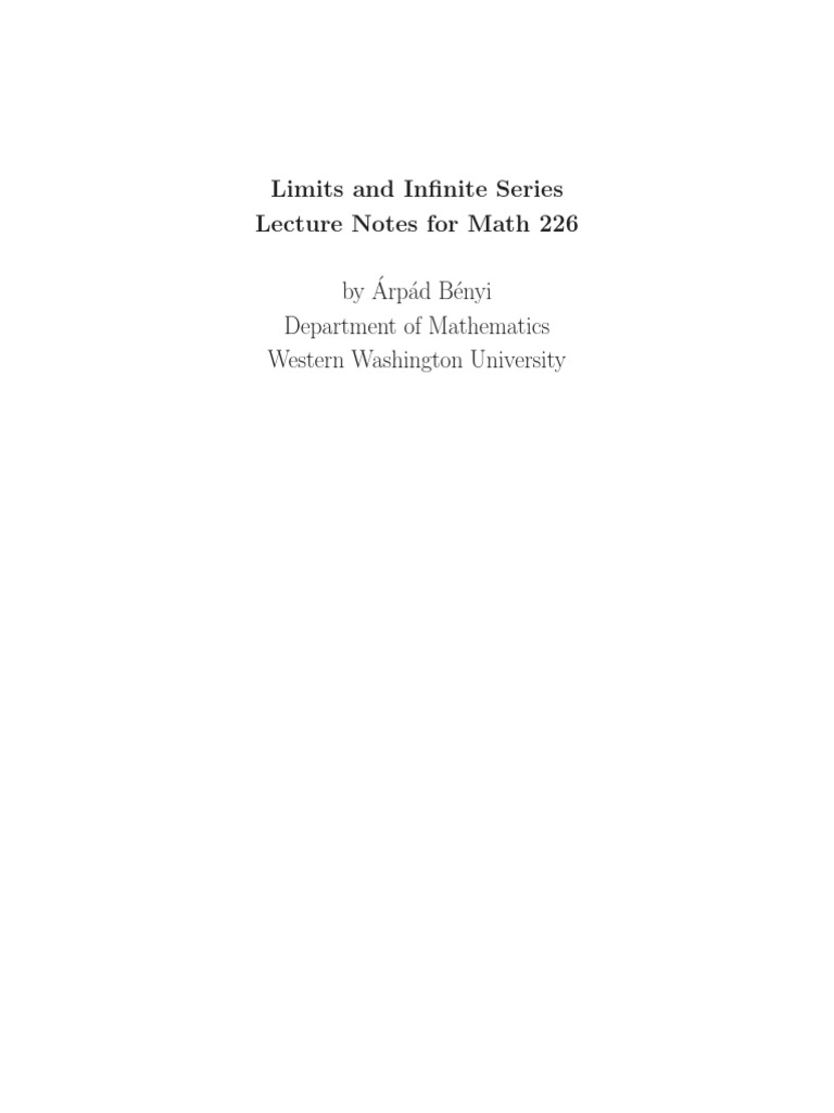 Math 226 Notes | PDF | Limit (Mathematics) | Series (Mathematics)