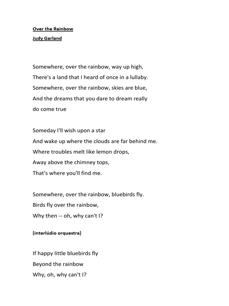 Letra Over The Rainbow PDF | PDF