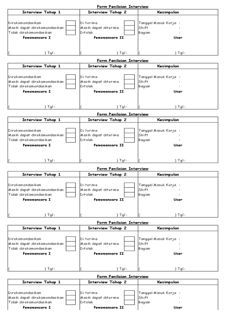 Form Penilaian Interview | PDF | Komputer