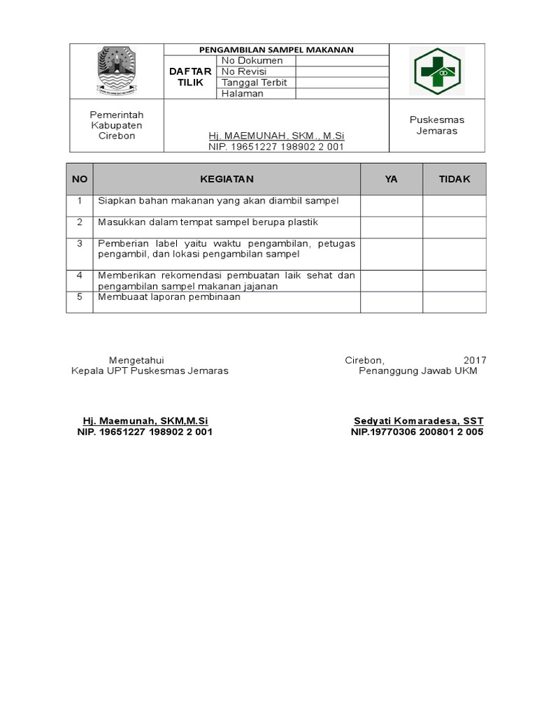Daftar Tilik Kesling 6 | PDF