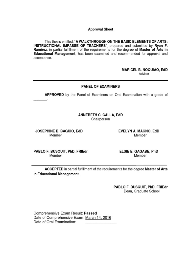 Approval Sheet Curriculum Vitae APPEARANCE | PDF | Academic Degree ...