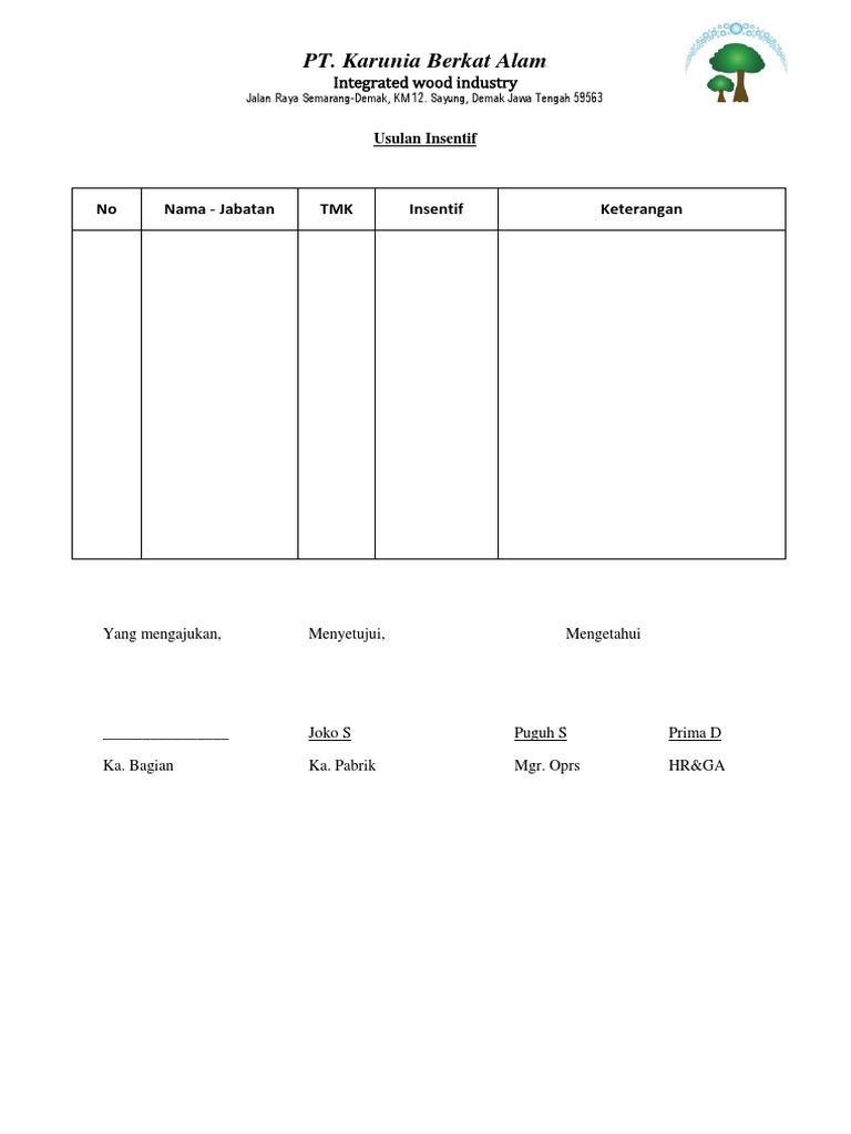 Form Usulan Insentif Pdf