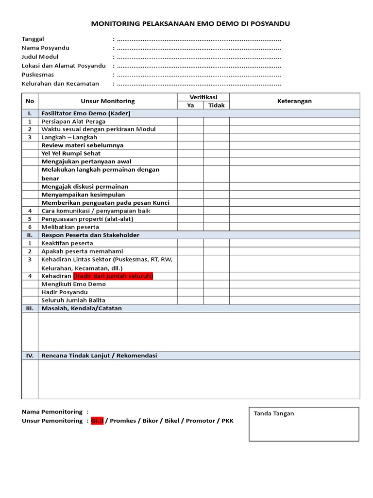 Monitoring Emo Demo di Posyandu | PDF