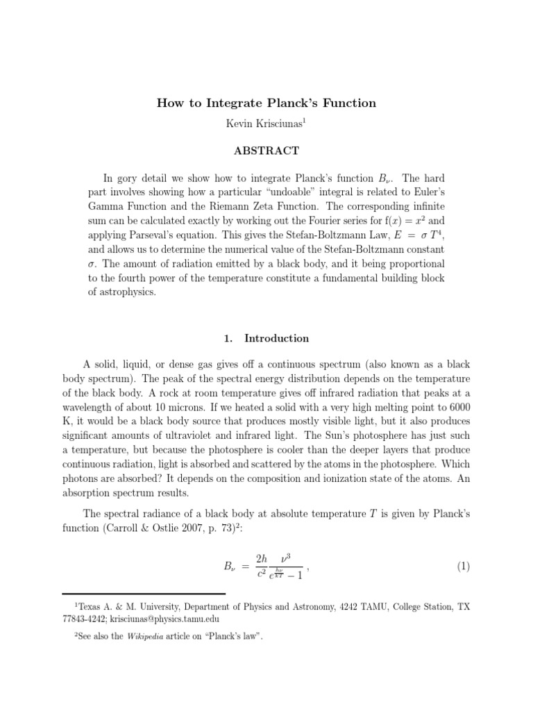 How To Integrate Planck's Function | PDF | Electromagnetic Spectrum ...