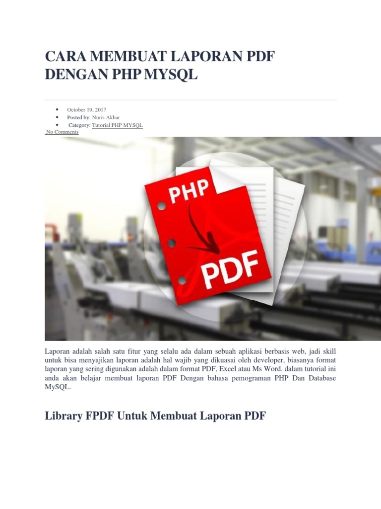 Cara Membuat Laporan PDF Dengan PHP Mysql | PDF Cara Membuat Laporan PDF Dengan PHP Mysql | PDF