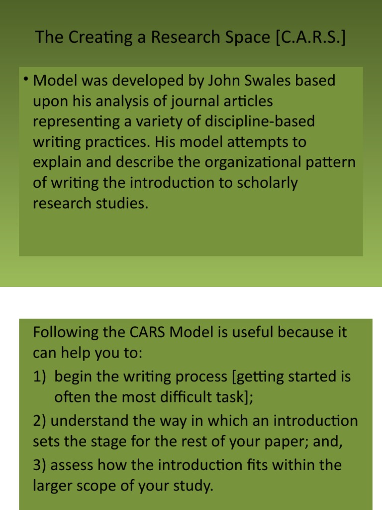 The Creating A Research Space (C.A.R.S.) | PDF | Argument | Understanding