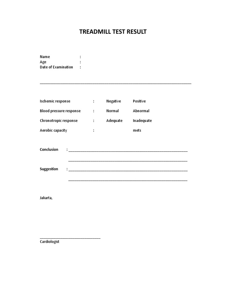 Treadmill Test Result | PDF | Cardiovascular Diseases | Diseases And ...