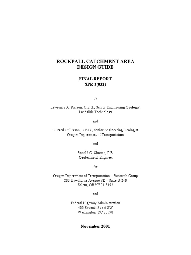 Rockfall Catchment Area Design Guide: Final Report SPR-3 | PDF | Pound ...