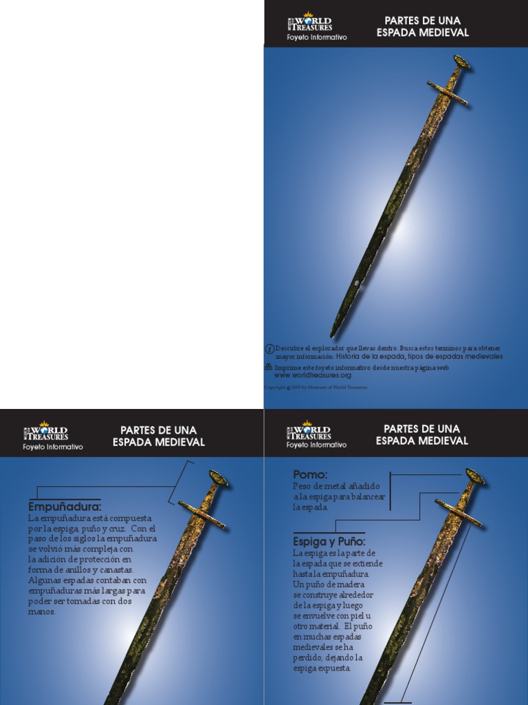 Partes de Una Espada Medieval Foyeto PDF | PDF | Espada | Arsenal