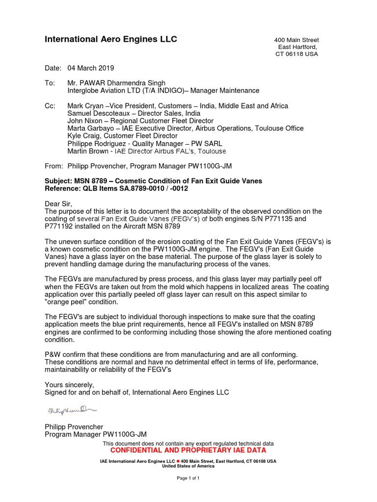 Cosmetic Condition of Fan Exit Guide Vanes | PDF | Aircraft | Aviation