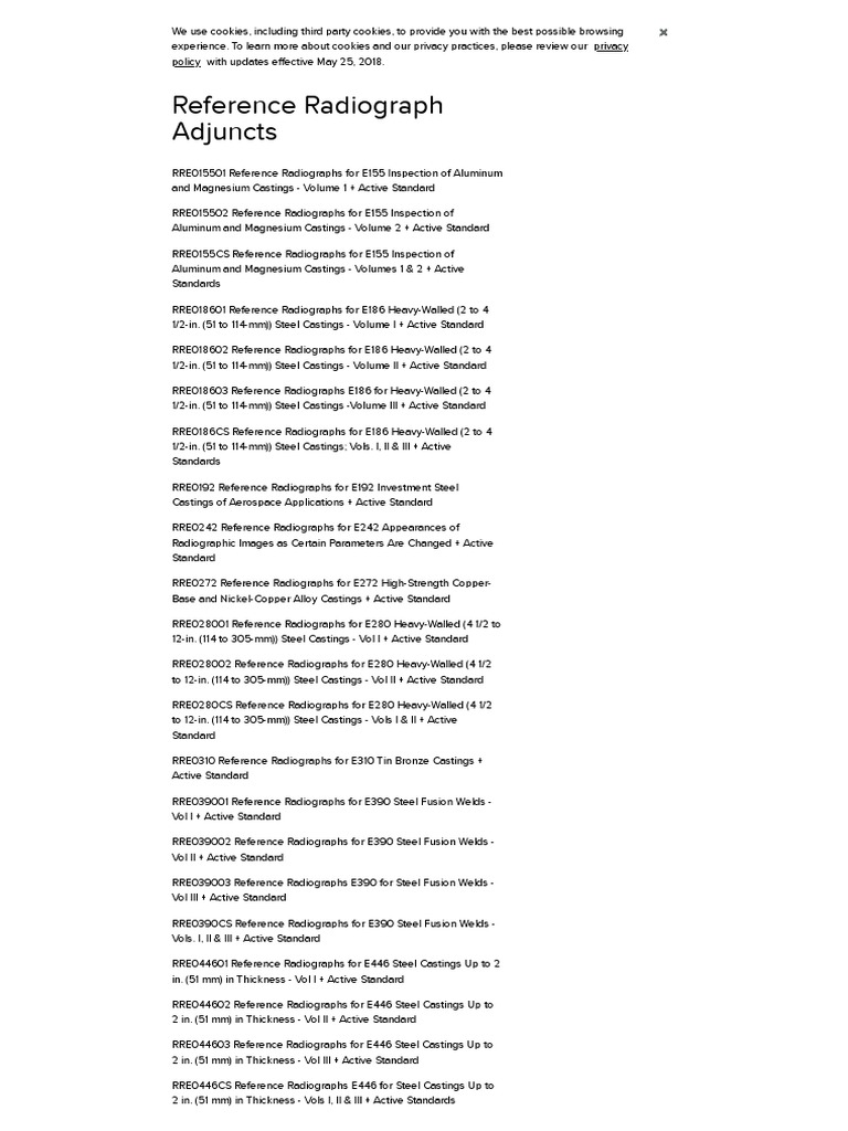 ASTM Reference Radiographs | Casting (Metalworking) | Radiography