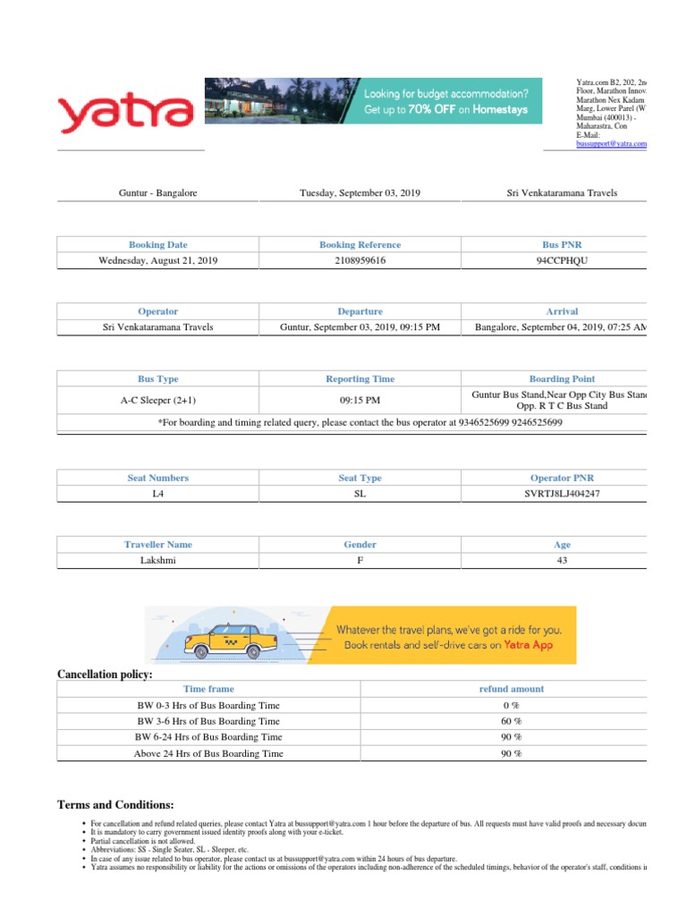 Booking Date Booking Reference Bus PNR: Terms and Conditions | Download ...