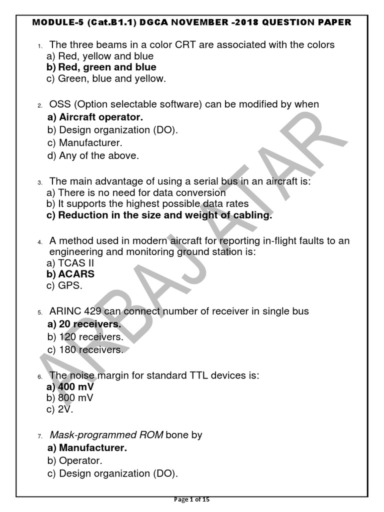 Module-5 (Cat.B1.1) Dec-18 Dgca Paper With Ans PDF | PDF | Optical ...