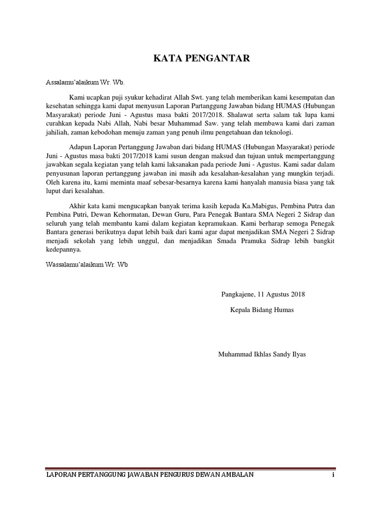 Contoh Kata Pengantar LPJ | PDF