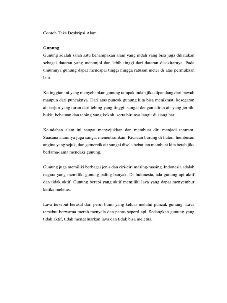 Contoh Teks Deskripsi Alam | PDF