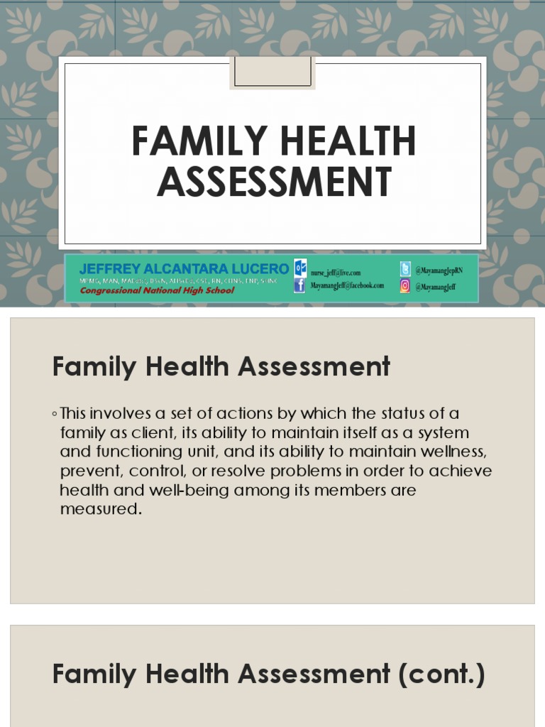 Family Health Assessment | PDF | Family | Health Care