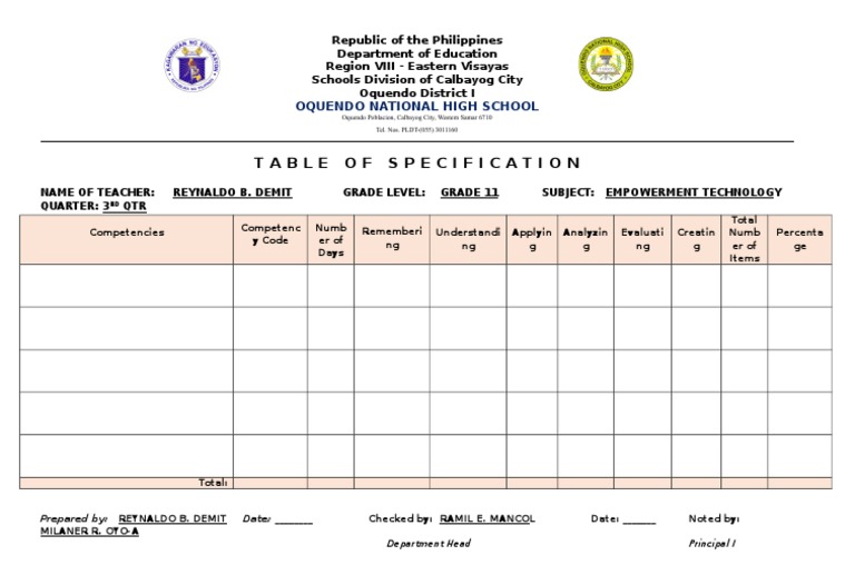 TOS Blank Form | PDF