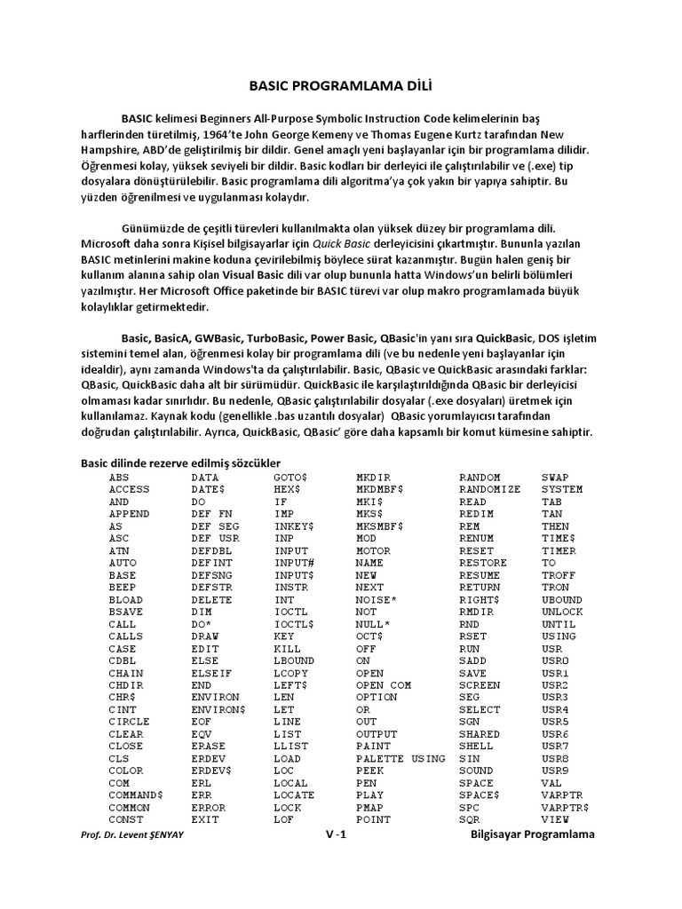 5 - BASIC Programlama | PDF