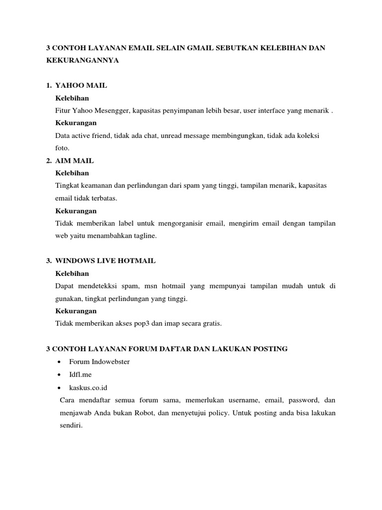 3 Contoh Layanan Email Selain Gmail Sebutkan Kelebihan Dan ...