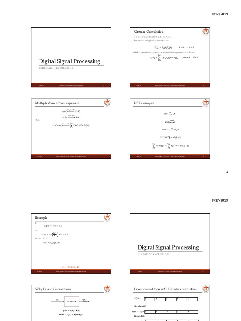 DSP: Circular & Linear Convolution | PDF | Discrete Fourier Transform ...