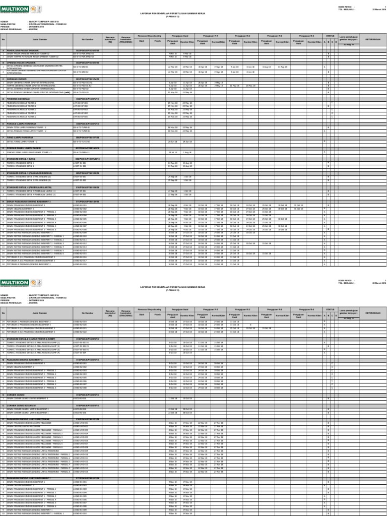 09 - MONITORING PERSETUJUAN SHOP DRAWING NOVEMBER | PDF
