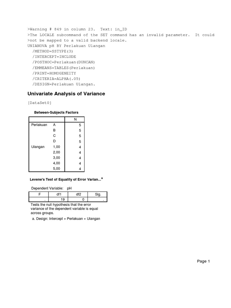 Contoh Hasil Output Spss Ral Pdf Errors And Residuals Variance