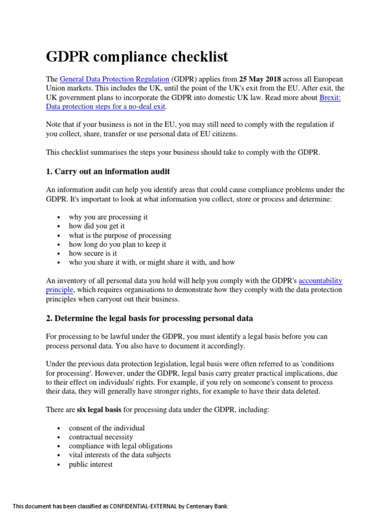 GDPR Compliance Checklist | Information Privacy | Privacy
