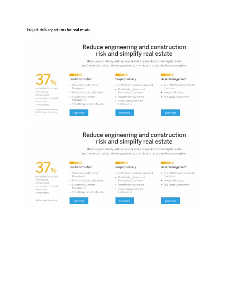 Project Delivery Returns For Real Estate | PDF