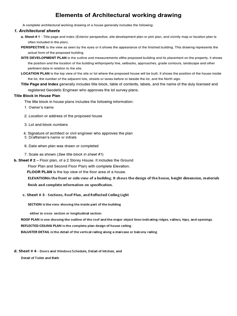 Architectural Working Drawing Elements Pdf Framing Construction