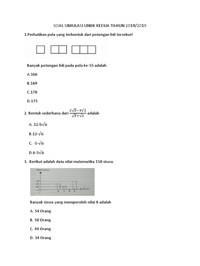 Soal Simulasi Unbk Kedua Tahun 2018 | PDF