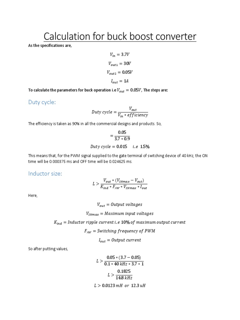 Calculations of Buck Boost Converter | PDF | Field Effect Transistor ...