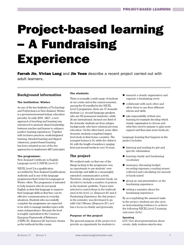 Project-Based Learning - A Fundraising Experience | PDF | Fundraising ...