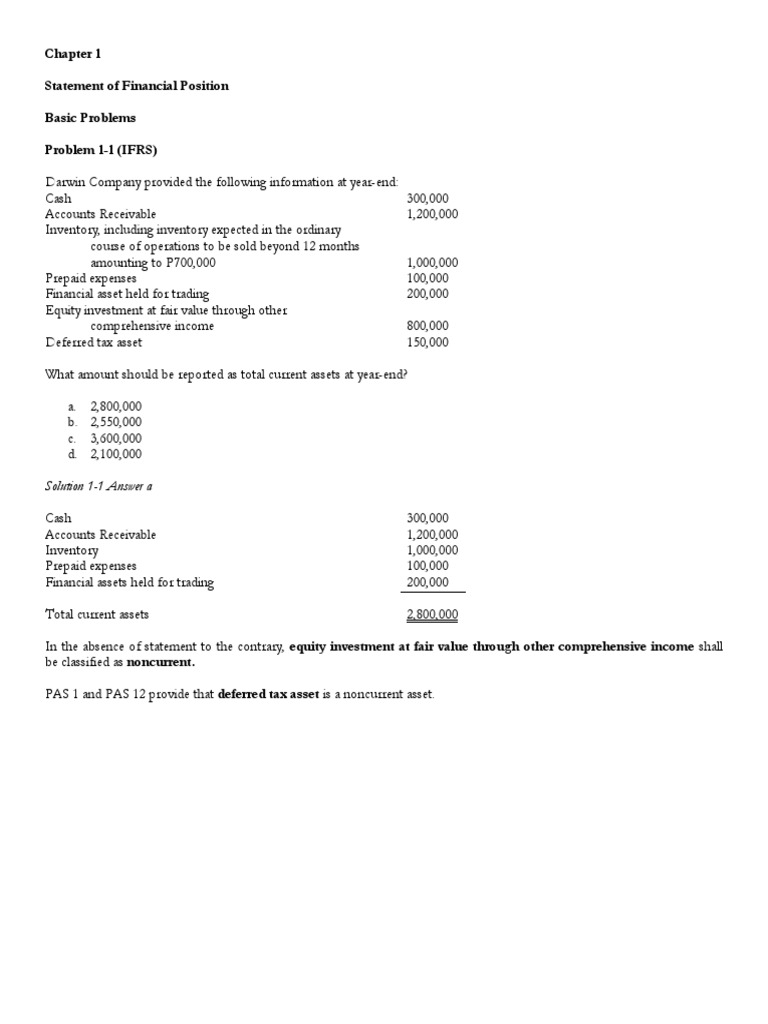 1 - Statement of Financial Position | PDF | Retained Earnings | Debits ...