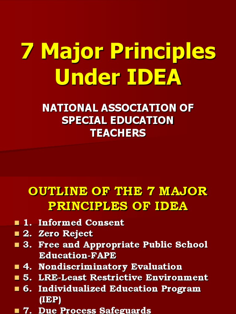 7 Major Principles of IDEA Explained | PDF | Individualized Education ...