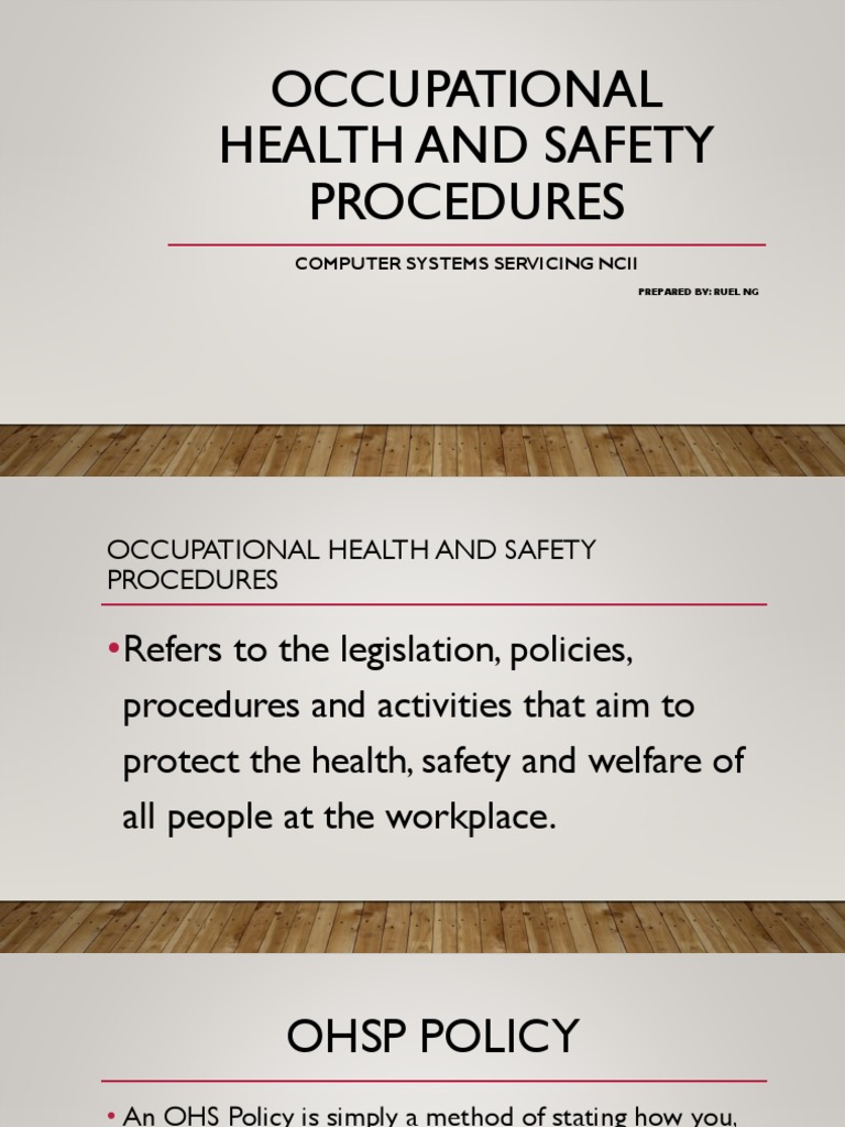 Occupational Health and Safety Procedures: Computer Systems Servicing ...