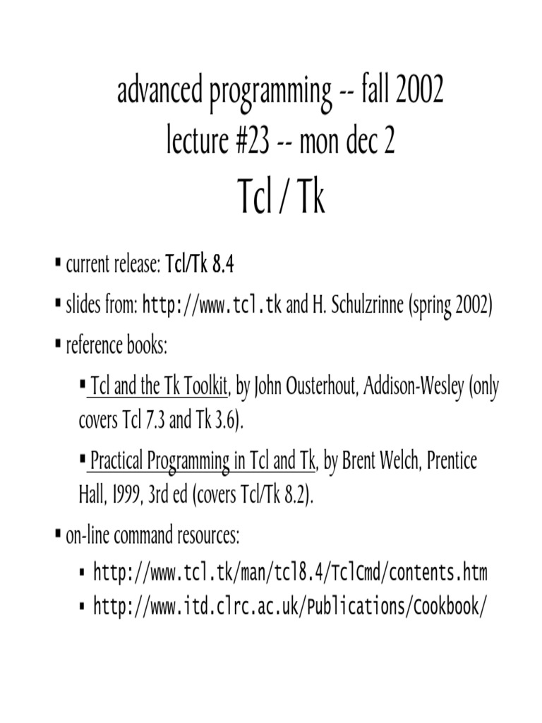 TCL Lectures | PDF | Widget (Gui) | Class (Computer Programming)