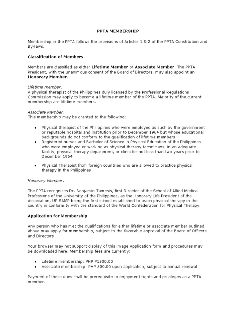 3 Instructions Application For PPTA Membership | Download Free PDF | Physical Therapy | Board Of ...