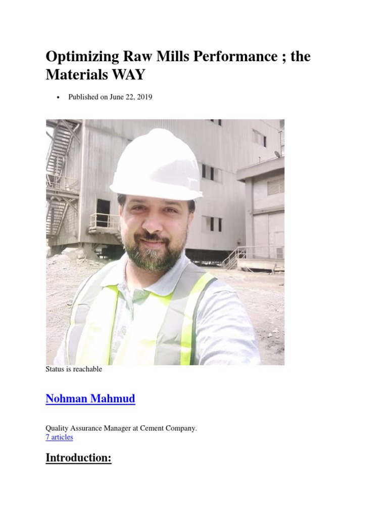 Optimizing Raw Mills Performance | PDF | Mill (Grinding) | Cement